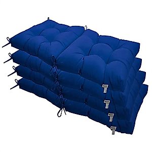 Kunste Indoor Outdoor Patio Garden Seating Cushions High Back Cushions Deep Seat Cushions Set of 4 Navy Blue
