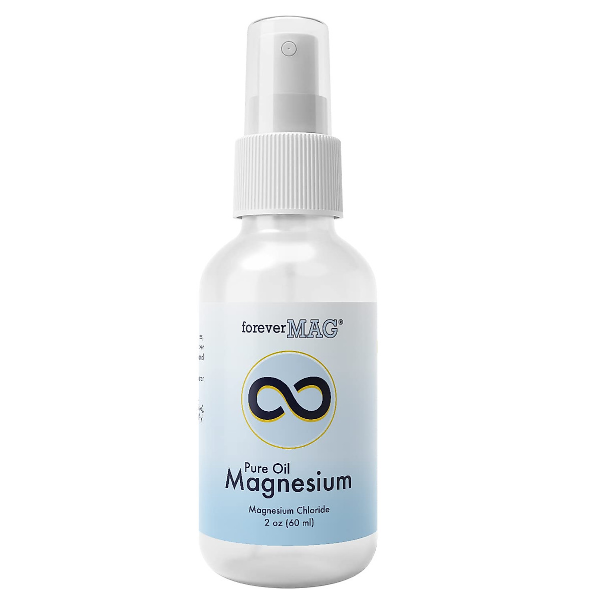 ForeverMag Magnesium Oil Spray - 100% Pure Magnesium Chloride Essential Mineral Plus Menthol - Paraben Free - Travel Size 2 fl oz