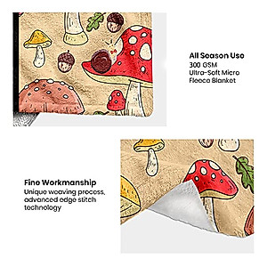 Mushroom Fleece Blanket Throw Blanket for Couch Soft Cozy Fuzzy Plush Bed Blankets & Throws Cute Decor Gifts for Kids Adults Christmas,60"X50",Mushrooms Snail Nut Chestnut Pattern