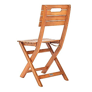 Safavieh PAT7057A-SET2 Outdoor Collection Blison Natural Brown Folding (Set of 2) Patio Chair