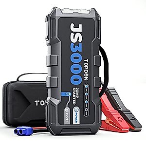 Car Battery Jump Starter, TOPDON JS3000 12V 3000A Battery Booster Jump Starter Pack for Up to 9L Gas/ 7L Diesel Engines, Portable Car Battery Charger with Handle Jumper Cable and EVA Protection Case