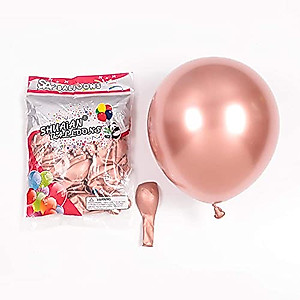 138Pcs Pink Balloons Arch Kit Shiny Metallic Rose Gold & Chrome Gold Latex Balloons Perfect for Birthday Party Bridal Baby Shower Wedding Party Decorations (Gold)