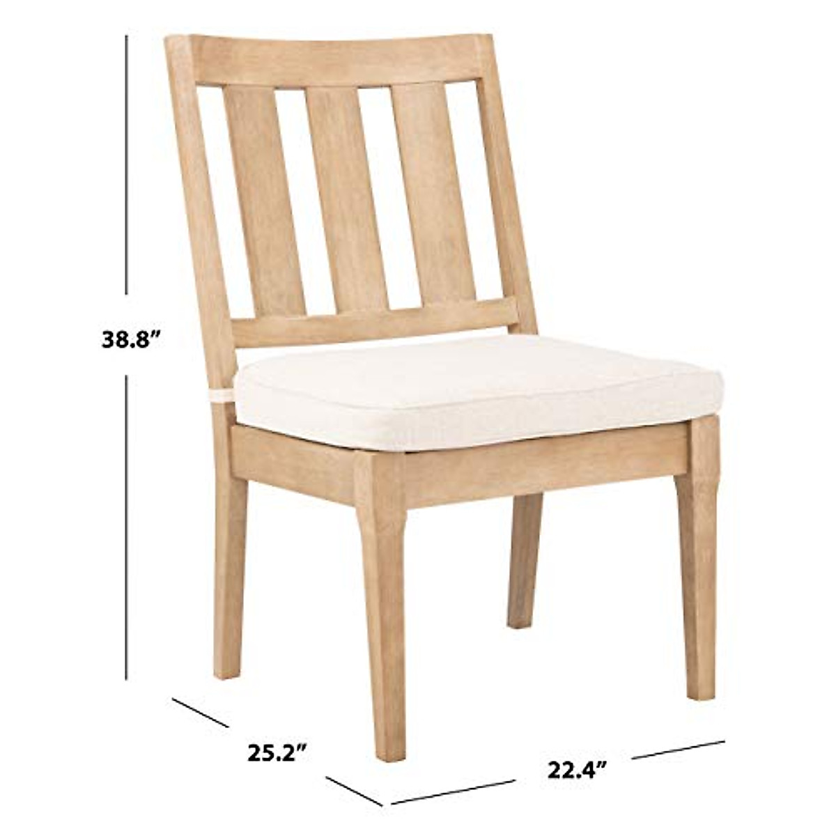 Safavieh CPT1018A-SET2 Couture Dominica Natural and White Wooden Outdoor (Set of 2) Patio Dining Chair