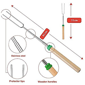 12Pack Marshmallow Roasting Sticks Telescoping Campfire Roasting Skewers Extendable 32Inch Wooden Handle Hot Dog Smore Sticks Marshmallow Skewers for Fire Pits