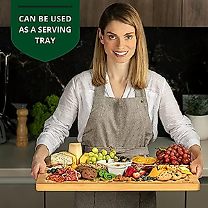 Bamboo Cutting Boards for Kitchen - Kitchen Chopping Board for Meat (Butcher Block) Cheese and Vegetables | Wooden Cutting Board Heavy Duty Serving Tray with Handles (XXXL, 24" x 18")