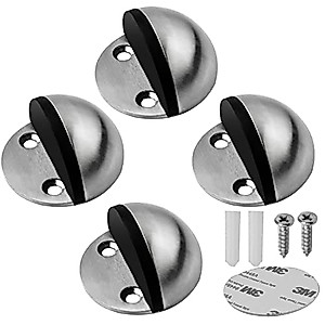 Techoln 4 Pack Door Stoppers, 3M Adhesive Door Holder Door Stop, Stainless Steel Door Stop for Home Hotel, Snowboard Hanger, No Need to Drill Floor Door Stop
