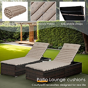 PERFECT GARDEN Chaise Lounge Cushion Outdoor Waterproof Patio Foldable Furniture Lounge Chair Cushions for Garden Patio Pool 76 * 23inch(Khaki, 2-Pcs Set)