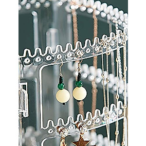 Sooyee Earring Organizer,4 Layers Earring Holder,360 Degree Acrylic Earring Holder Organizer,Jewelry Display for Earrings Bracelets Necklaces, Clear