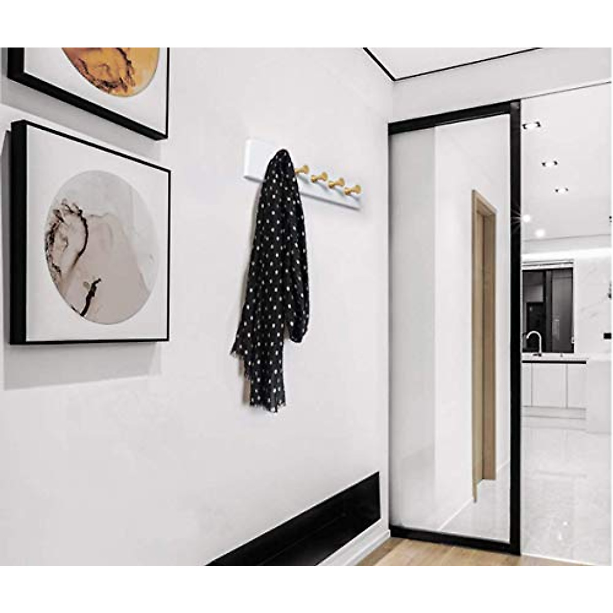 Gold Hooks for Wall Set of 2 – Decorative Wall Hooks Brass Metal – Modern Entryway Hooks – Bathroom Towel Hooks - Hanging Simple Wall Mounted Coat Hook