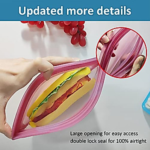 KVK Reusable Silicone Bags - 3 Pack Flat Silicone Sous Vide Bags - Half Gallon Bags Double Lock Leakproof Large Silicone Food Storage Bags Oven Freezer Dishwasher Safe - Clear