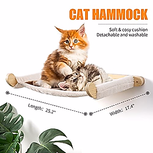 Toozey Cat Wall Shelves, Wall Mounted Cat Furniture with XXL Cat Hammock and 2 Cat Climbing Steps, Cat Shelves and Perches for Cats Playing, Sleeping, and Lounging