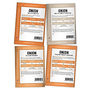 Onion Seeds for Planting - 8 Long and Short Day Varieties Yellow, Red, White, Sweet and Green Onions for Summer, Fall, Onion Seed by Gardeners Basics