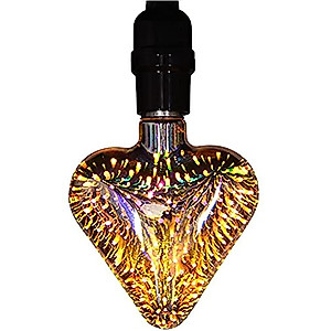 AMZSTAR 3D Firework Bulb Starry Light Bulb E27 AC 85-220V 4.5W Heart Bulb Warm White Light for Valentine's Day Decoration Bar Glass LED Lamp (Love Shape)