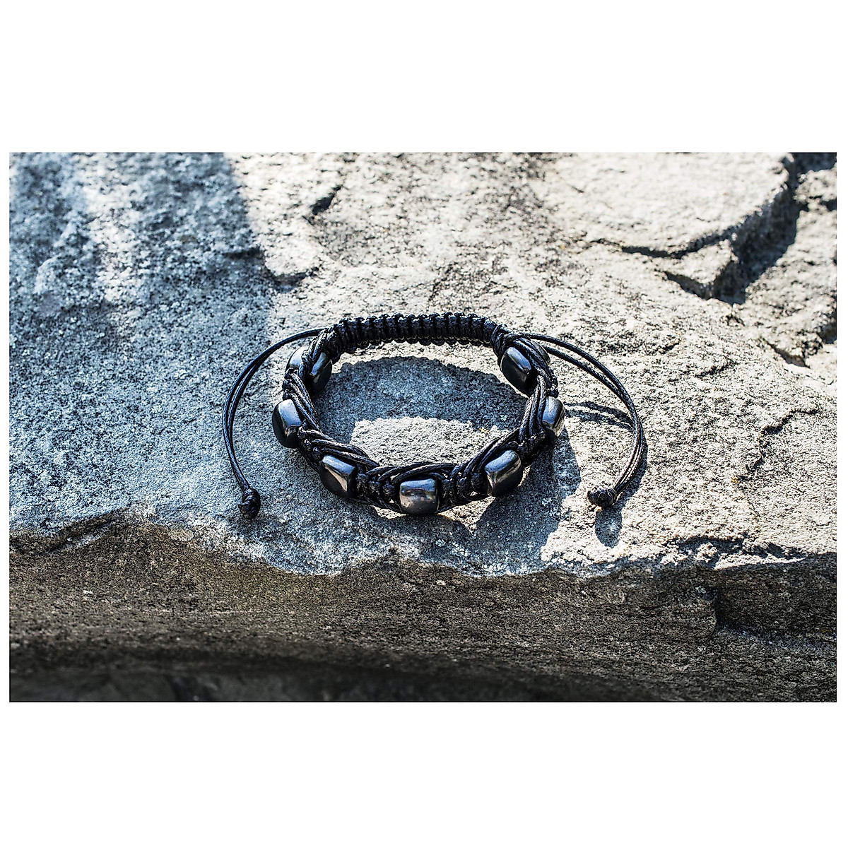 Wallystone Gems Shungite Bracelets - Arachne Black - for Mens - Woman - Brided Dense Beaded - Adjust Wirst Size - Each one has a Certificate of Authenticity