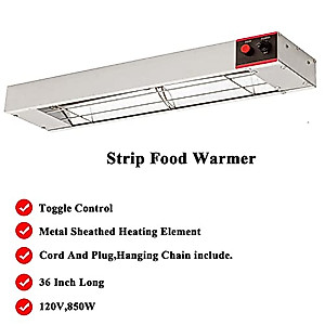36" Food Heat Lamp Overhead Food Warmer Commerical Infrared Strip Heater with Plug and Chains,120V,500 Watts (36 Inch)