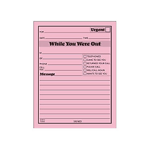 TOPS While You Were Out One-Sided Note Pads, 4.25 x 5.5 Inches, Pink, 50 Sheets per Pad, 12 Pads per Pack (3002P)
