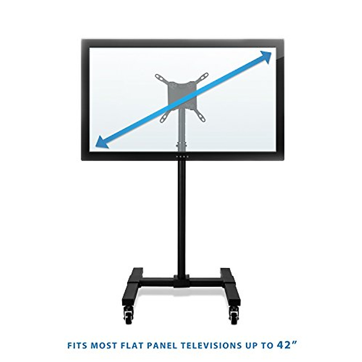 Mount-It! Mobile TV Stand with Locking Wheels | Adjustable Height Rolling Cart for 13" - 42" Flat Panel LCD LED Screens | VESA Compatible up to 200mm | Black