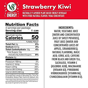 V8 +Energy Sparkling Strawberry Kiwi Juice Energy Drink, 11.5 fl oz Can (4 Pack)