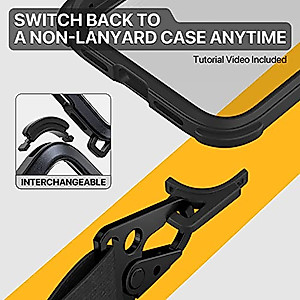 MAGEASY Protective iPhone 14 Pro Max Case with Strap 6.7" - 16ft Drop Tested Protective iPhone 14 Pro Max Case with Crossbody Lanyard - Odyssey+ (6.7", 3 Lens) (Metal Frame, Mystery Black)