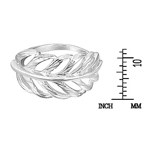 AeraVida Elegant Nature Chunky Sterling Silver Leaf Wraparound Ring | Adorable Wedding Rings For Women | Casual Comfort Fit Silver Rings for Women | Mother’s Day | Sterling Silver Rings Sizes 9