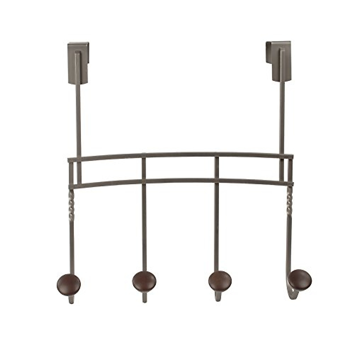 Spectrum Diversified Cambridge Over The Door 4 Hook Rack for Storage and Organization of Entryway Bedroom, Coffee/Graphite