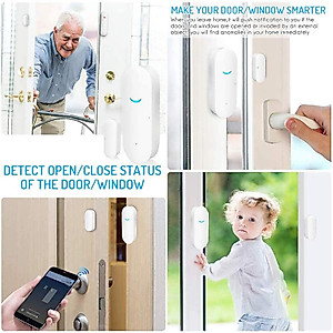 5 Pack WiFi Wireless Door Window Sensor,TUYA Smart Alarm with Free Notification APP Control Home Security Alarm System，Compatible with Alexa Google Assistant
