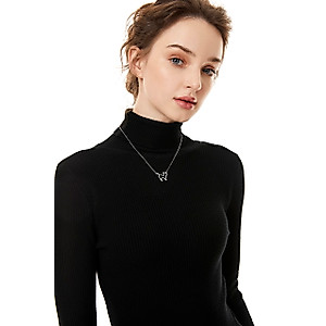 Sterling Silver Cat Necklace for Women, White Gold-Plated Cubic Zirconia Pendant Necklace, Silver Necklace for Women, Necklace for Teen Girls, Christmas Birthday Party Jewelry Gift for Women