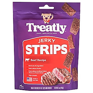 Treatly Jerky Strips Dog Treats - Beef Flavor, 5oz/1 Pack