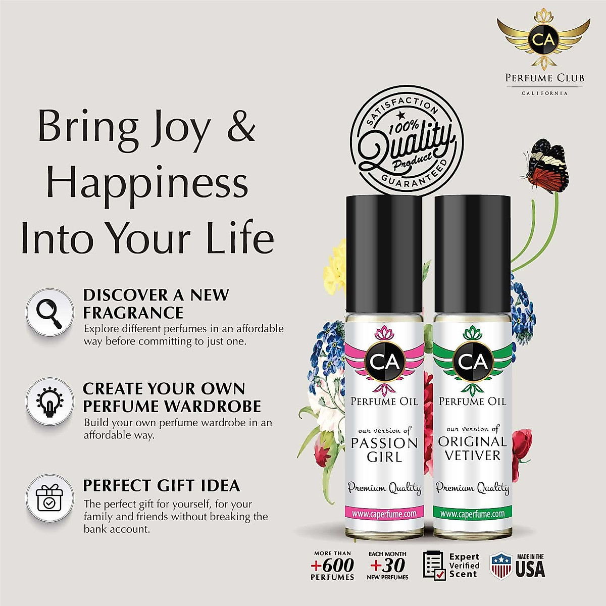 CA Perfume Impression of Love In White For Women Replica Fragrance Body Oil Dupes Alcohol-Free Essential Aromatherapy Sample Travel Size Concentrated Long Lasting Attar Roll-On 0.3 Fl Oz/10ml