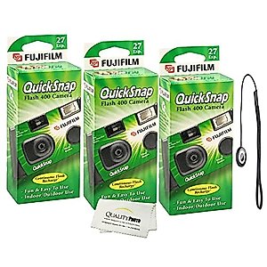 Fujifilm QuickSnap Flash 400 Disposable 35mm Camera + Quality Photo Microfiber Cloth