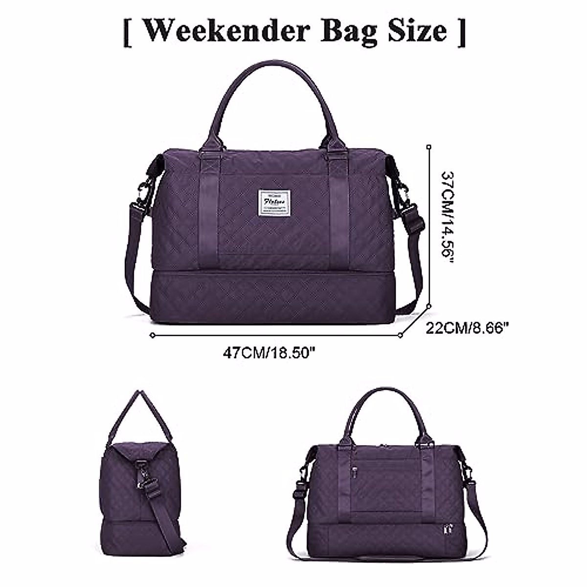 Travel Duffel Bag with Shoes Compartment, Weekender Overnight Bag for Women,Carry on Personal Item Bag,Gym Bag with Toiletry Bag