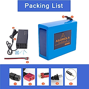 agomola 36V Battery 20Ah Lithium Ebike Battery 30A for 250W to 1000W Electric Bicycle Bike Li ion Battery with Charger BMS
