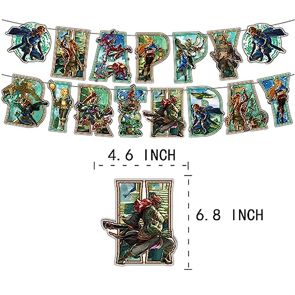 Birthday Party Supplies For Zel-da, Party Decorations Included Birthday banner, Cake Topper, Cupcake Topper, Balloon