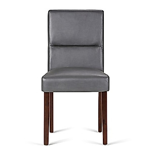 SIMPLIHOME Ashford 18 Inch Contemporary Parson Dining Chair (Set of 2) in Stone Grey Vegan Faux Leather, For the Dining Room