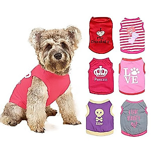 6 Packs Girl Dog Clothes Small Puppy Dog Shirts for Small Dogs Girls Chihuahua Clothes Yorkie T Shirt Female Dog Clothes