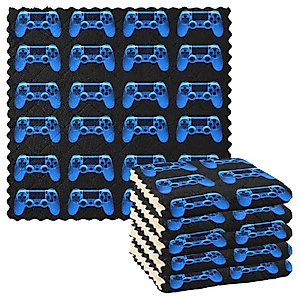Video Game Joystick Gamepad in Blue Neon Lights Isolated on Black Pack of 6 Pcs Kitchen Dish Towels, Absorbent Soft Dishcloths for Bar cafe Car Table Chair Window Washable Towels 11 x 11 inches