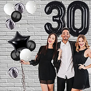 30th Birthday Decorations for Him,Happy 30th Birthday Balloons Bouquet,30th Anniversary Balloons,30 balloon numbers,Black Party Decorations for Women Men