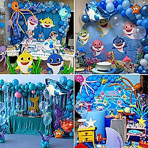 160PCS Ocean Animals Birthday Party Decoration Blue Sea Balloons Garland Kit with Shark Bubble Fish ClownfishHippocampus Crab Starfish for Undersea Theme Birthday Boy Baby Shower Party Supplies