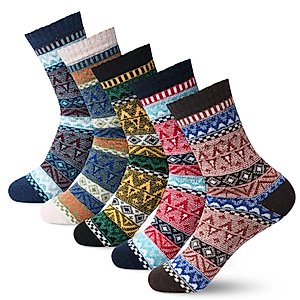 MORECOO Womens Wool Socks - Christmas Gifts for Women - Thick Cozy Winter Socks for Women Soft Warm Casual - Gifts Fuzzy Socks for Women 5 Pairs