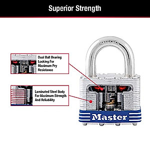 Master Lock 5T Outdoor Padlock with Key, 2 Pack Keyed-Alike, Silver