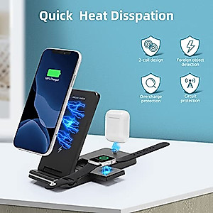 Wireless Charger, 3 in 1 Wireless Charging Station, Fast Wireless Charger Stand for iPhone 14/13/12/11/Pro/Max/XS/XR/X/8/Plus, for Apple Watch 8/7/6/5/4/3/2/SE, for AirPods 3/2/Pro(Black)