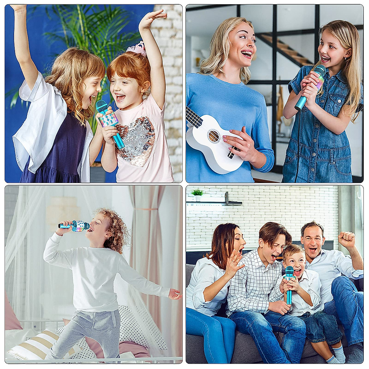 Voice Changing Karaoke Microphone for Kids Singing,5 in 1 Wireless Bluetooth Microphone with LED Lights Karaoke Machine Portable Mic Speaker Player Recorder for Home Party Birthday Gift