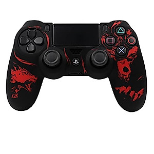 RALAN Laser Anti-Slip Controller Cover for PS4, Customized Silicone Skins Controller Controller Compatible for PS4 /PS4 Slim/PS4 Pro Controller (High Thumb Grip x 2,Laser Thumb Cap Grips x 2)