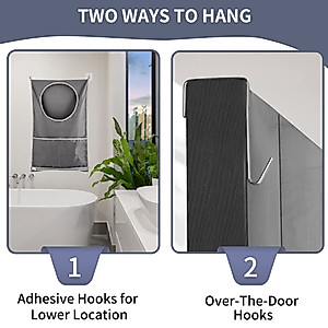 Hanging Laundry Hamper Bag - Durable Space Saving Kids Travel Laundry Bag with 2 Hook Types with Zipper and Wide Open Top Machine Washable