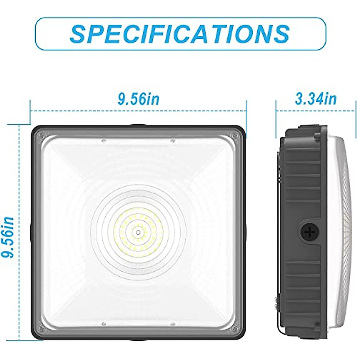 FUHAI LED Canopy Light Fixture,70W,300W HID/HPS Replacement, 9.5 x 9.5 , LED Shop Light, 5700K, AC100-277V, IP65 Waterproof YZD-2022 LED canopy light 2022