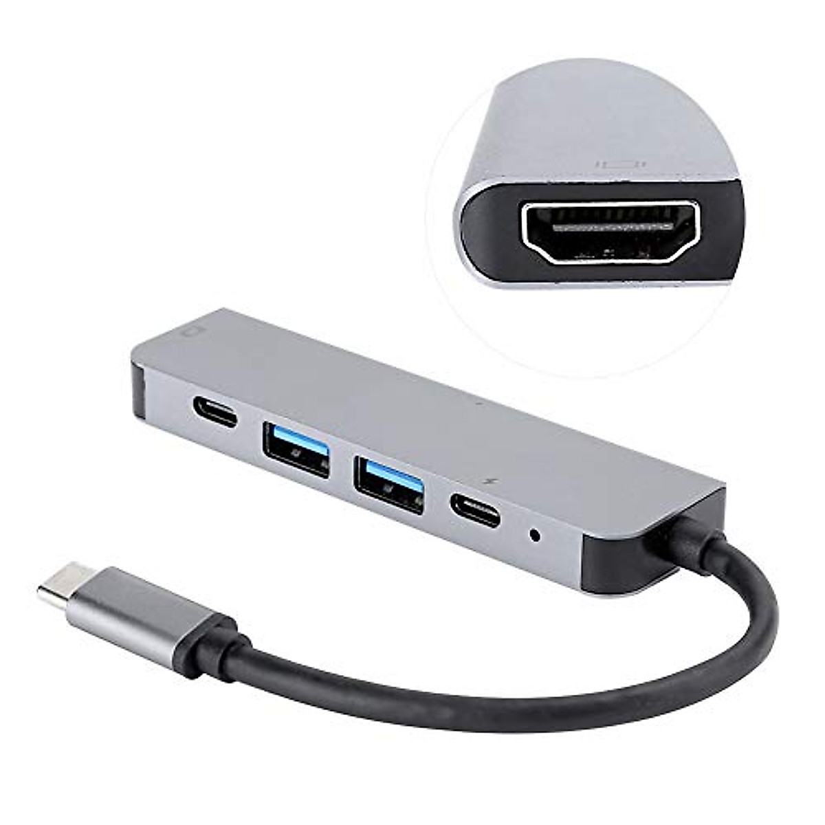5 in to 1 USB Hub, Portable TypeC Hub to for HDMI+USB+PD Adapter Dock 4K High Definition Adapter Plug and Play