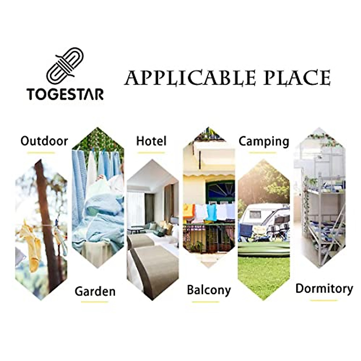 Togestar Clothesline Blue Rope 10m/33ft Unique Design - Easy to Tighten - Heavy Duty Drying Laundry Line Adjustable for Indoor Outdoor Laundry Clothesline Rope