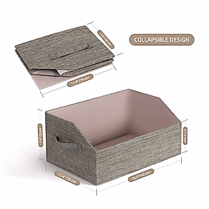 ORGMASTER Closet Organizer Bins, Fabric Storage Bins Foldable Storage Box Shelf Baskets Container Trapezoid Storage Bin for Organizing Home Office Shelves Wardrobe RV, 4 Pack, Coffee