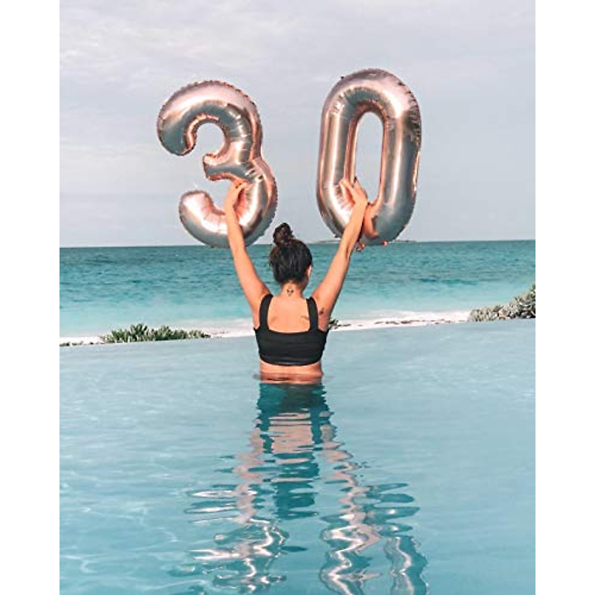 Tellpet Number 30 Balloon for Girl Her Women, 30th Birthday Party Decorations Supplies, Rose Gold, 40 Inch