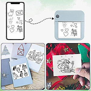 Augot Mini Printer and 6 Rolls Thermal Printer Paper Roll, Bluetooth Pocket Thermal Printer Inkless Portable Sticker Printer, 57mm x 30mm Sticker Printer Paper Roll Monochrome for 200dpi Mini Printer